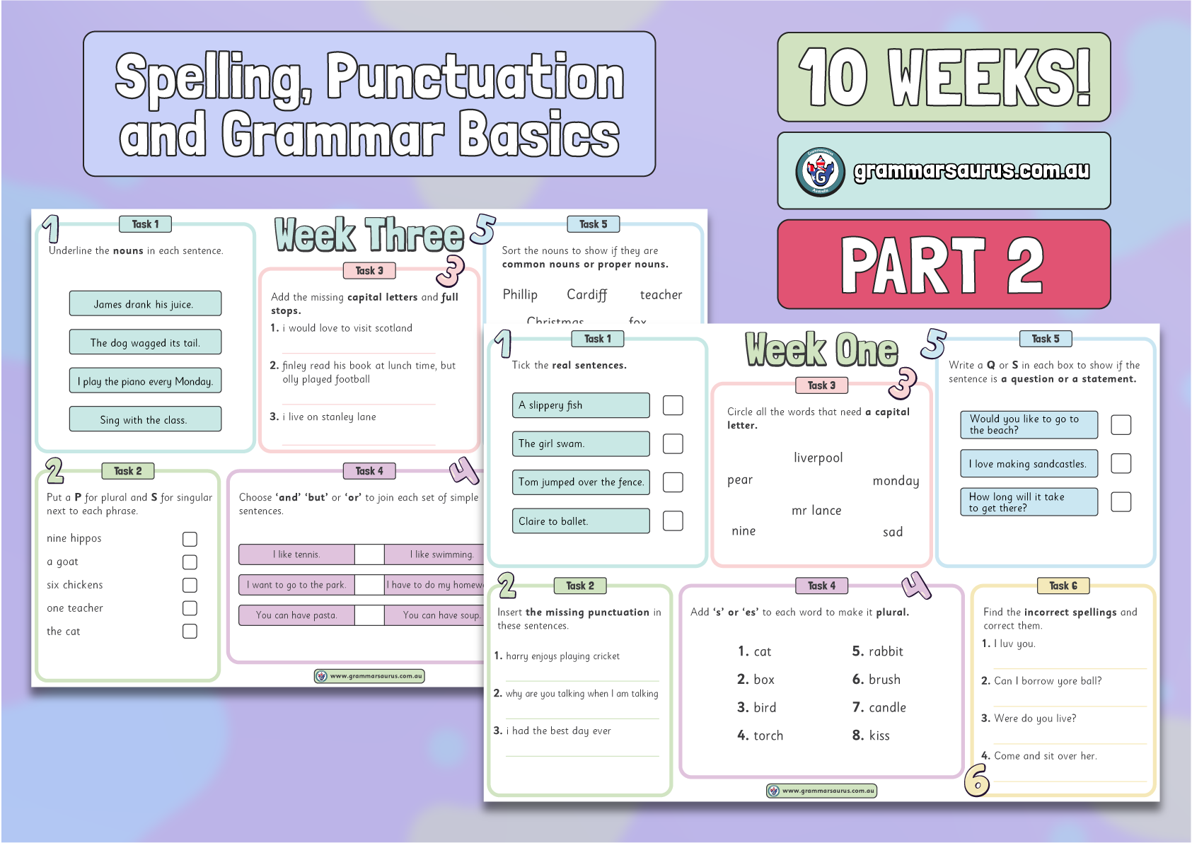 Year 3-6 Spelling, Punctuation and Grammar 10 week Pack - The Basics II ...