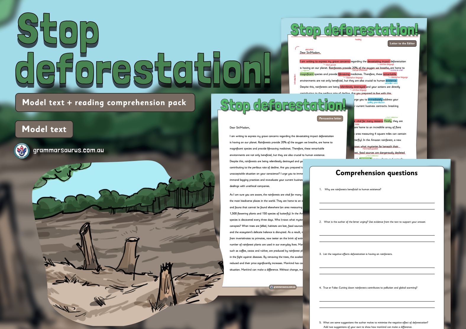 Year 5 Model Text – Persuasive – Stop deforestation! - Grammarsaurus ...
