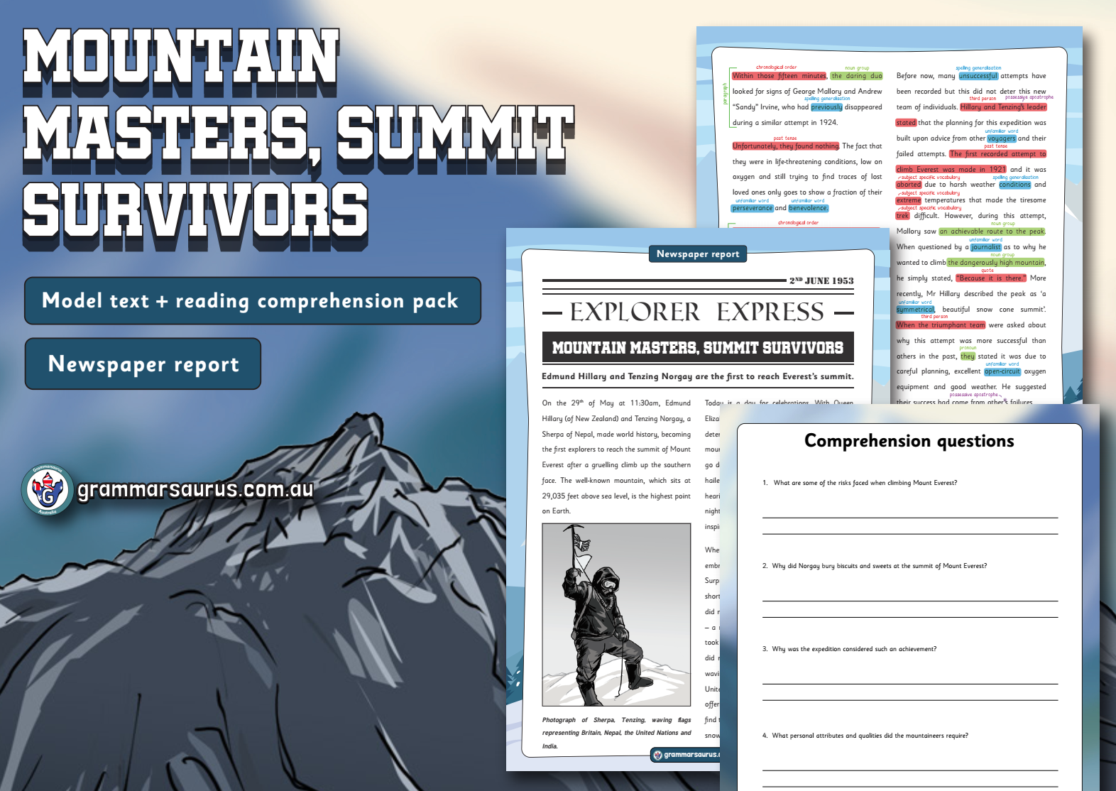 Year 5 Model Text – Persuasive – Mountain masters, Summit survivors ...