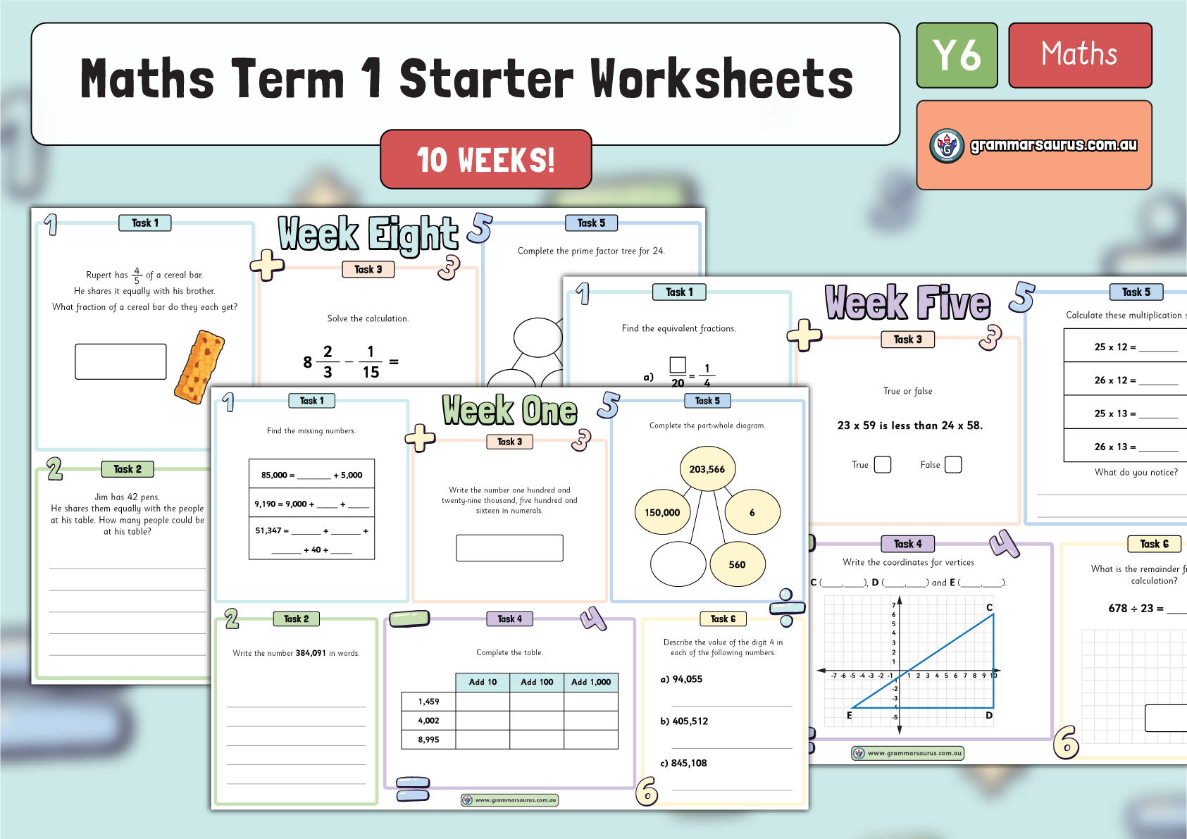 Year 6 Maths - Starters - Term 1 - Grammarsaurus Australia