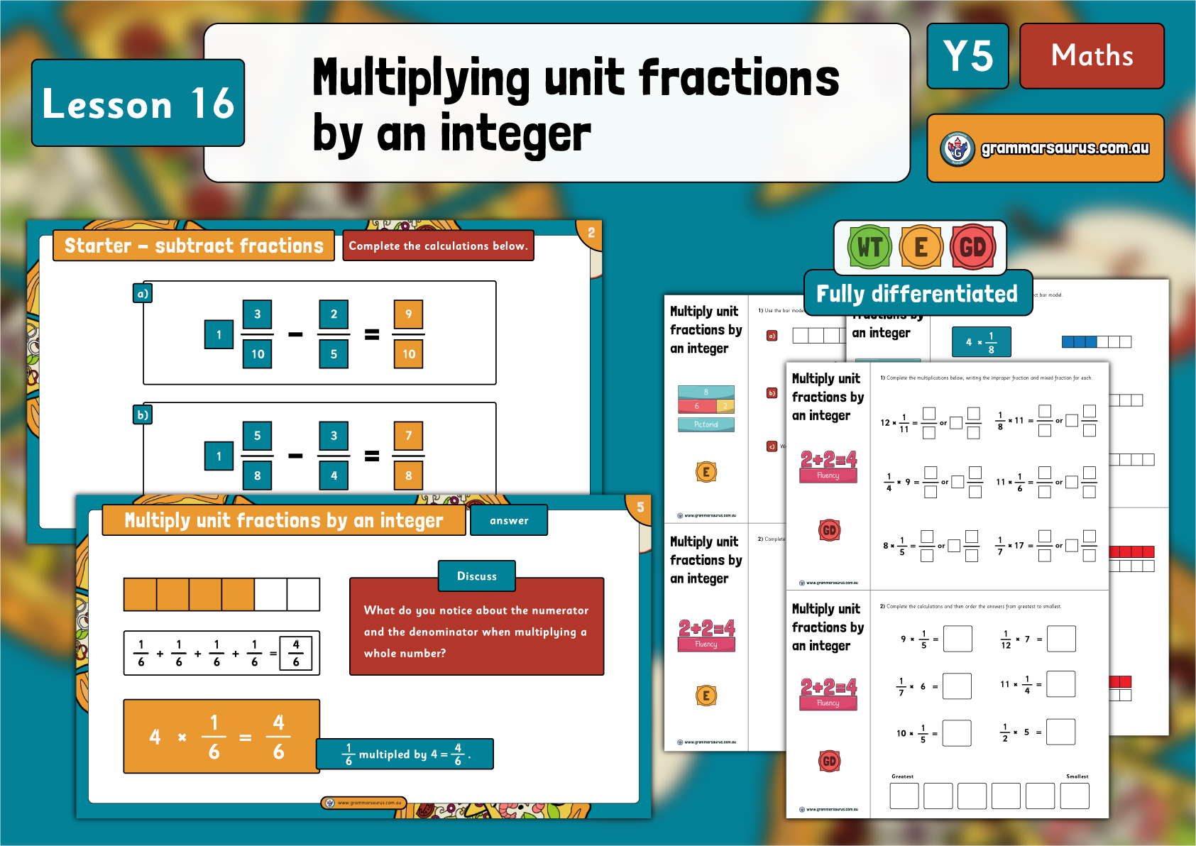 Year 5 Fractions – Multiplying unit fractions by integer – Lesson 16 ...