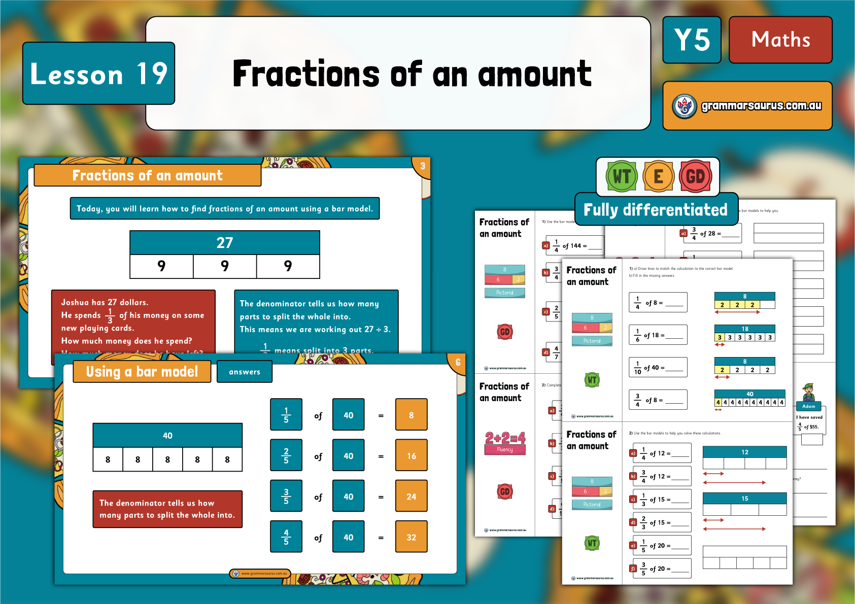 Year 5 Fractions – Fractions of an amount – Lesson 19 - Grammarsaurus ...