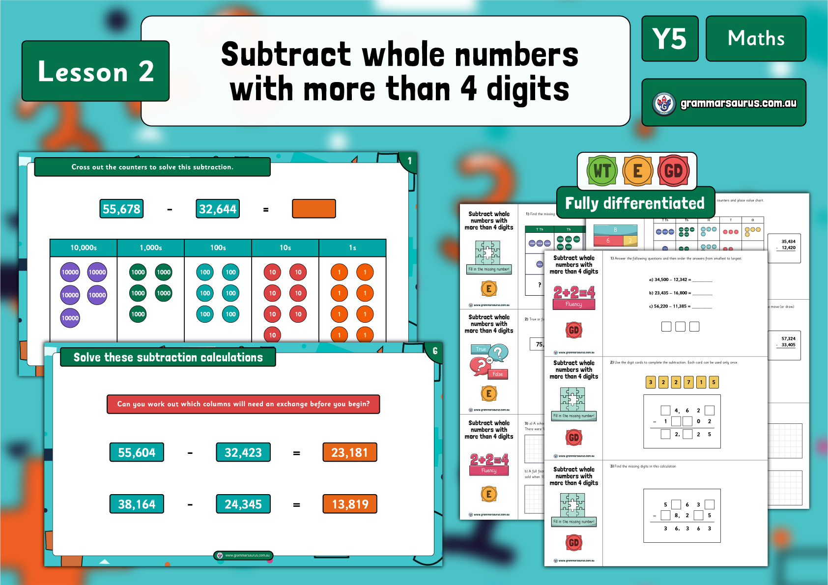 Year 5 Maths – Addition and Subtraction – Subtract whole numbers with more than 4 digits ...