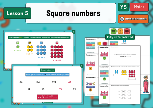 Year 5 Maths – Multiplication and Division – Square numbers – Lesson 5 ...