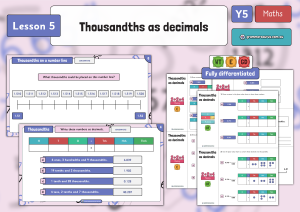 Year 5 Maths - Decimals Part 1 - Thousandths as Decimals - Lesson 5 ...