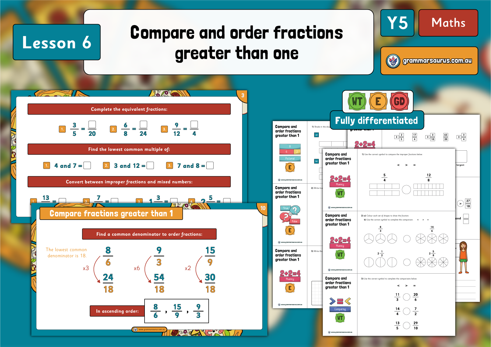 Year 5 Fractions – Compare and order fractions greater than 1 – Lesson ...