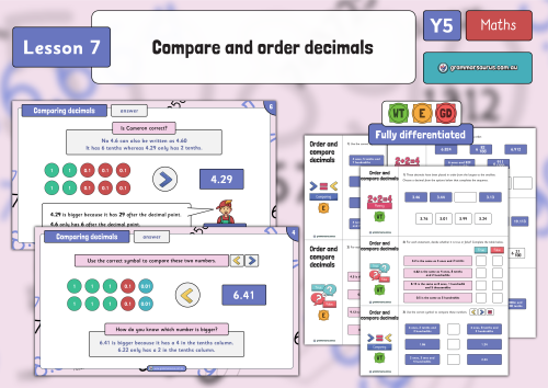 Year 5 Maths - Decimals Part 1 - Compare and order Decimals - Lesson 7 ...