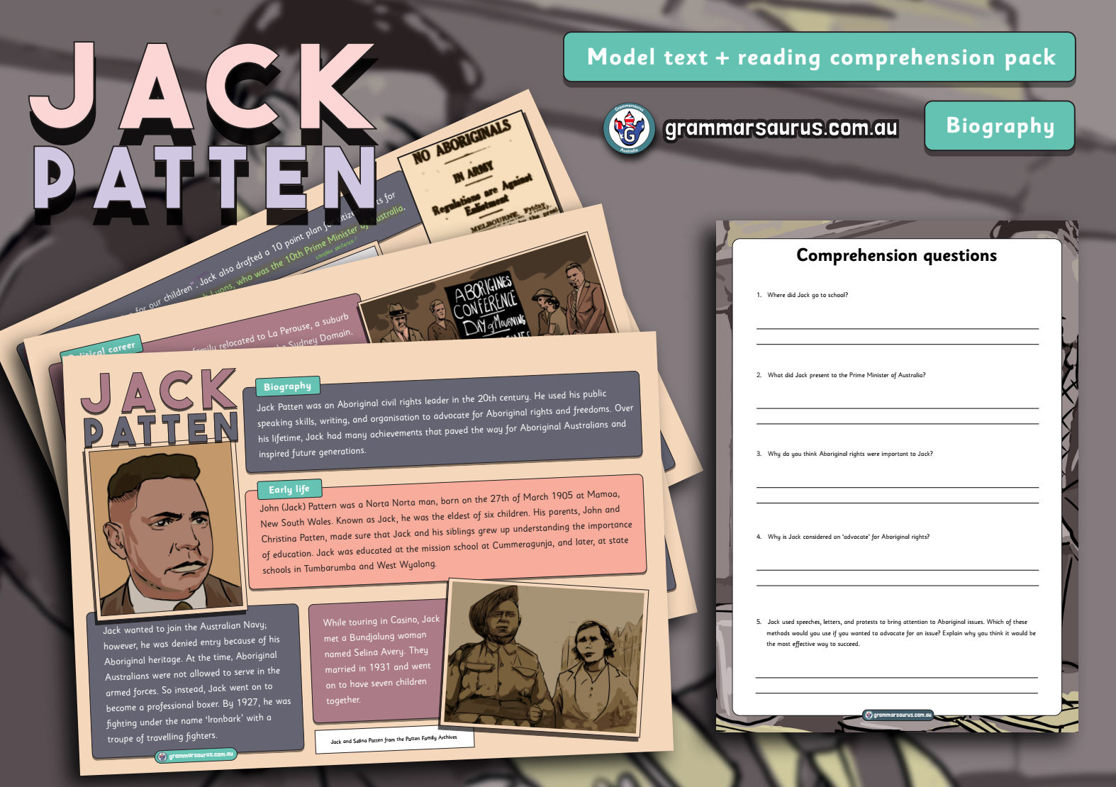 Year 6 Model Text - Recount - Jack Patten - Grammarsaurus Australia