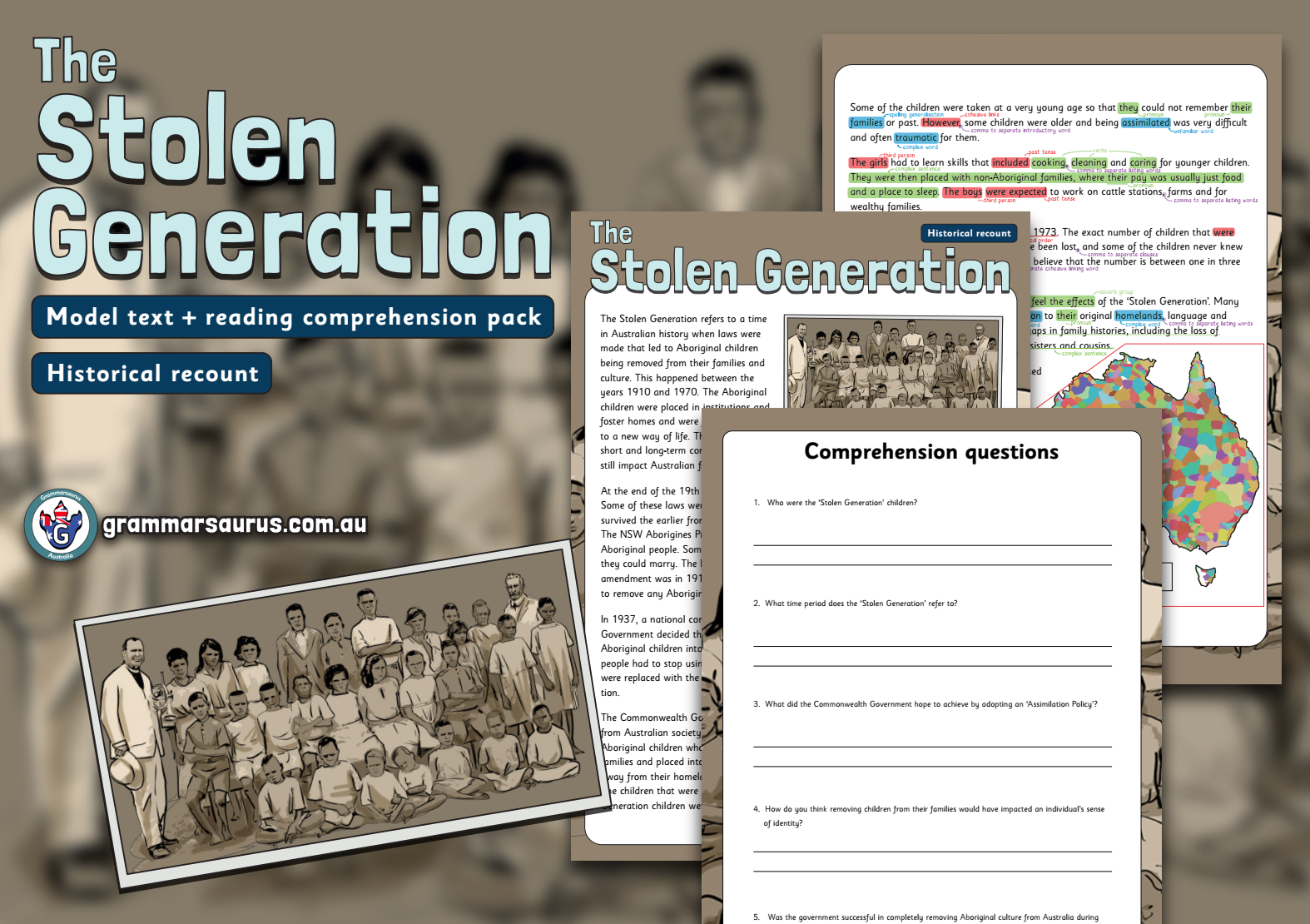 Year 6 Model Text - Recount - The Stolen Generation - Grammarsaurus ...