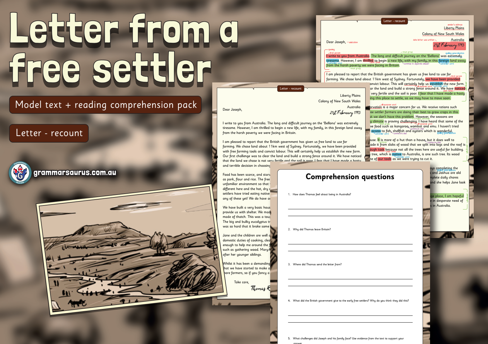 Year 5 Model Text - Recount - Letter from a free settler (informal ...