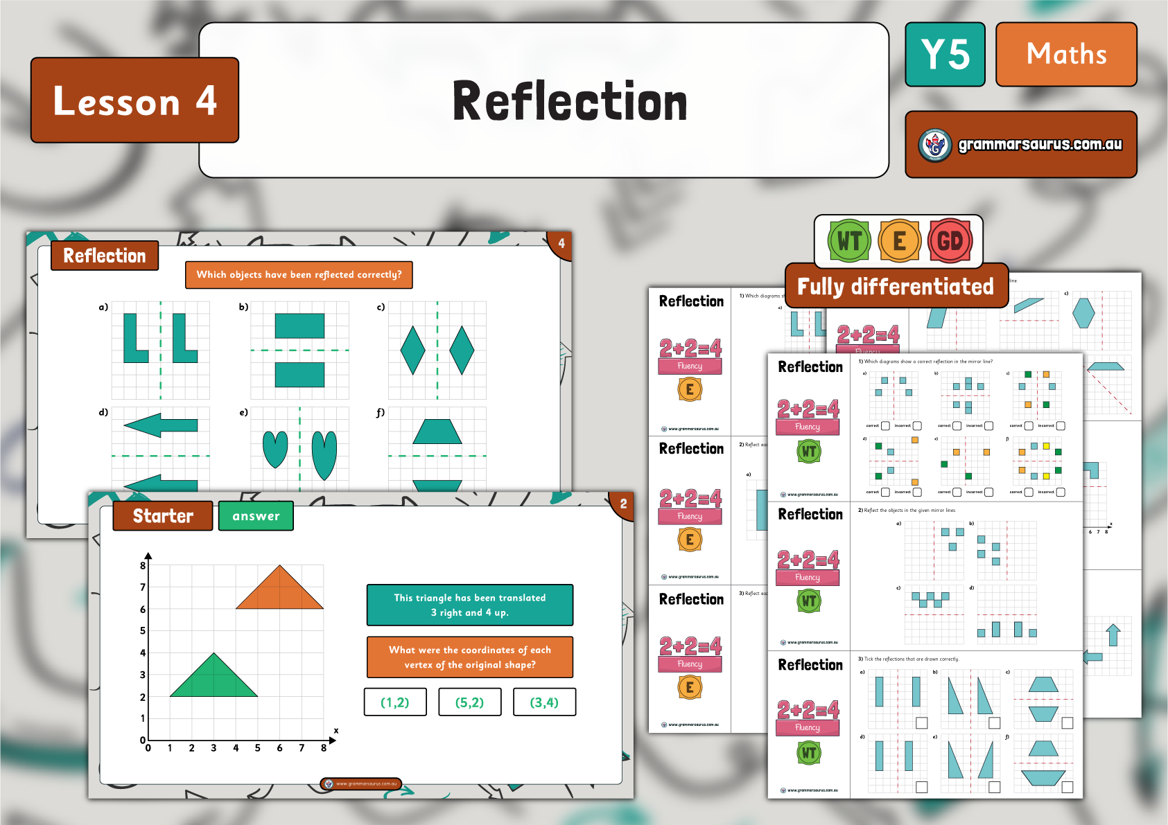 Year 5 Position & Direction – Reflection – Lesson 4 - Grammarsaurus ...