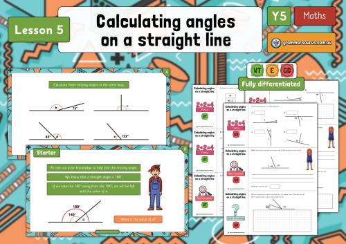Year 5 Properties of Shape – Calculating angles on a straight line ...