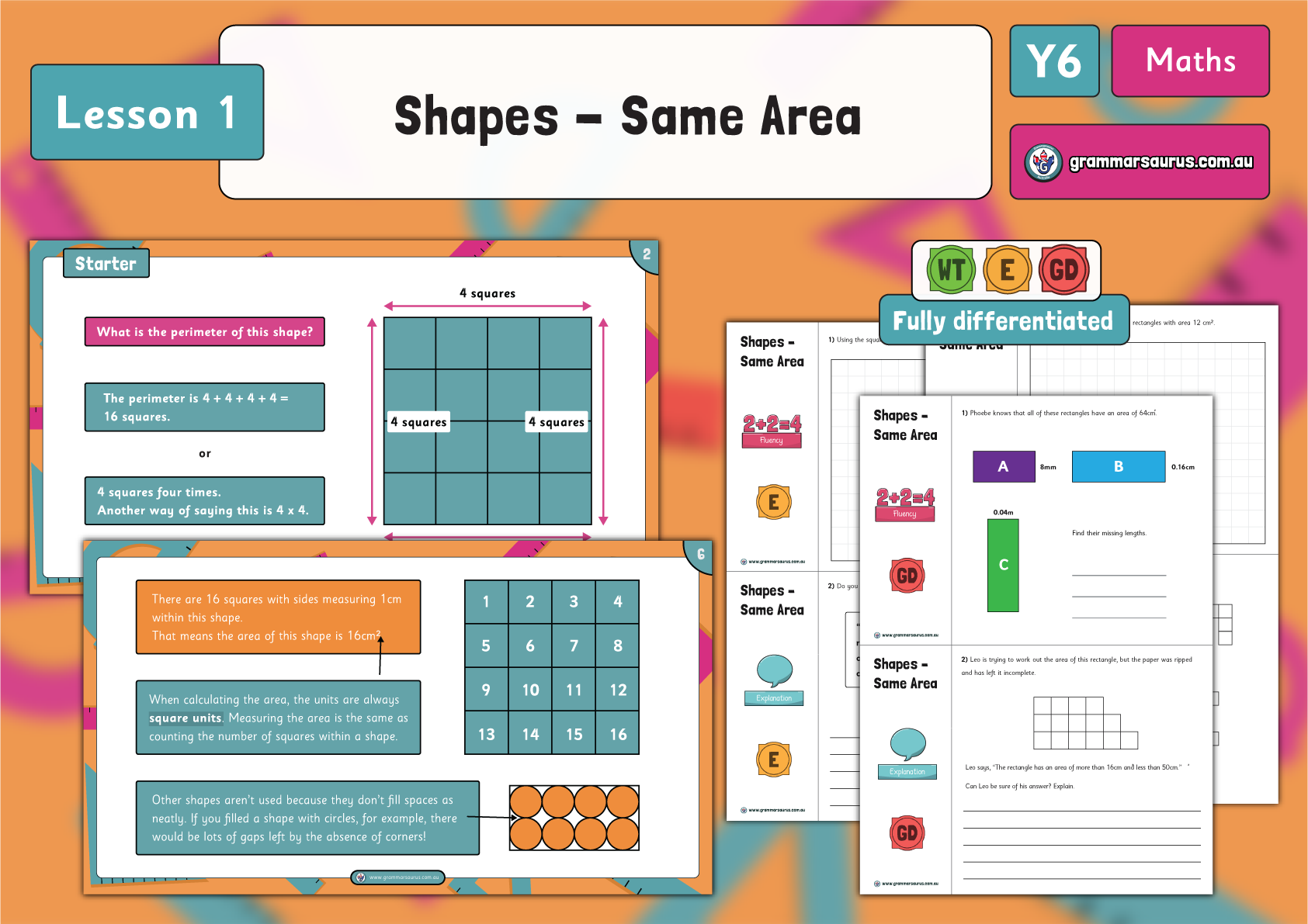Year 6 Area, Perimeter and Volume – Shapes – Same Area – Lesson 1 ...
