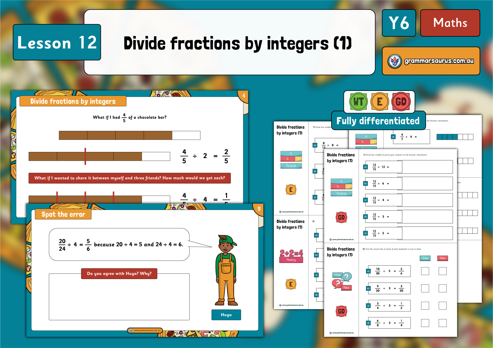 Year 6 Fractions – Divide fractions by integers (1) – Lesson 12 ...