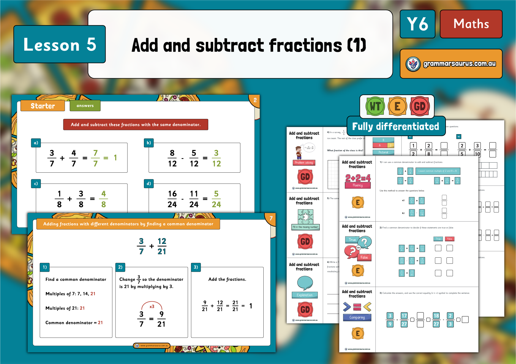 Year 6 Fractions – Add and subtract fractions (1) – Lesson 5 ...