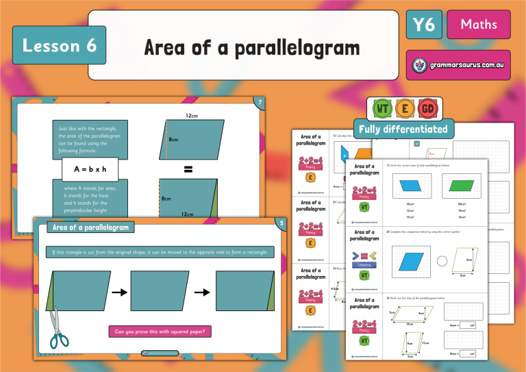 Year 6 Area, Perimeter and Volume – Area of a parallelogram – Lesson 6 ...