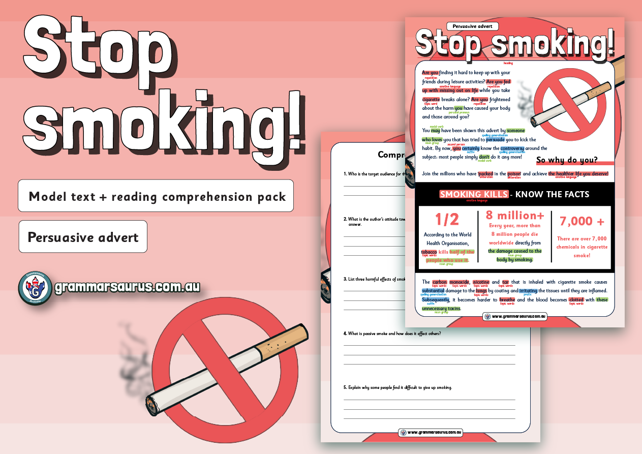 Year 6 Model Text – Persuasive – Stop smoking! - Grammarsaurus Australia