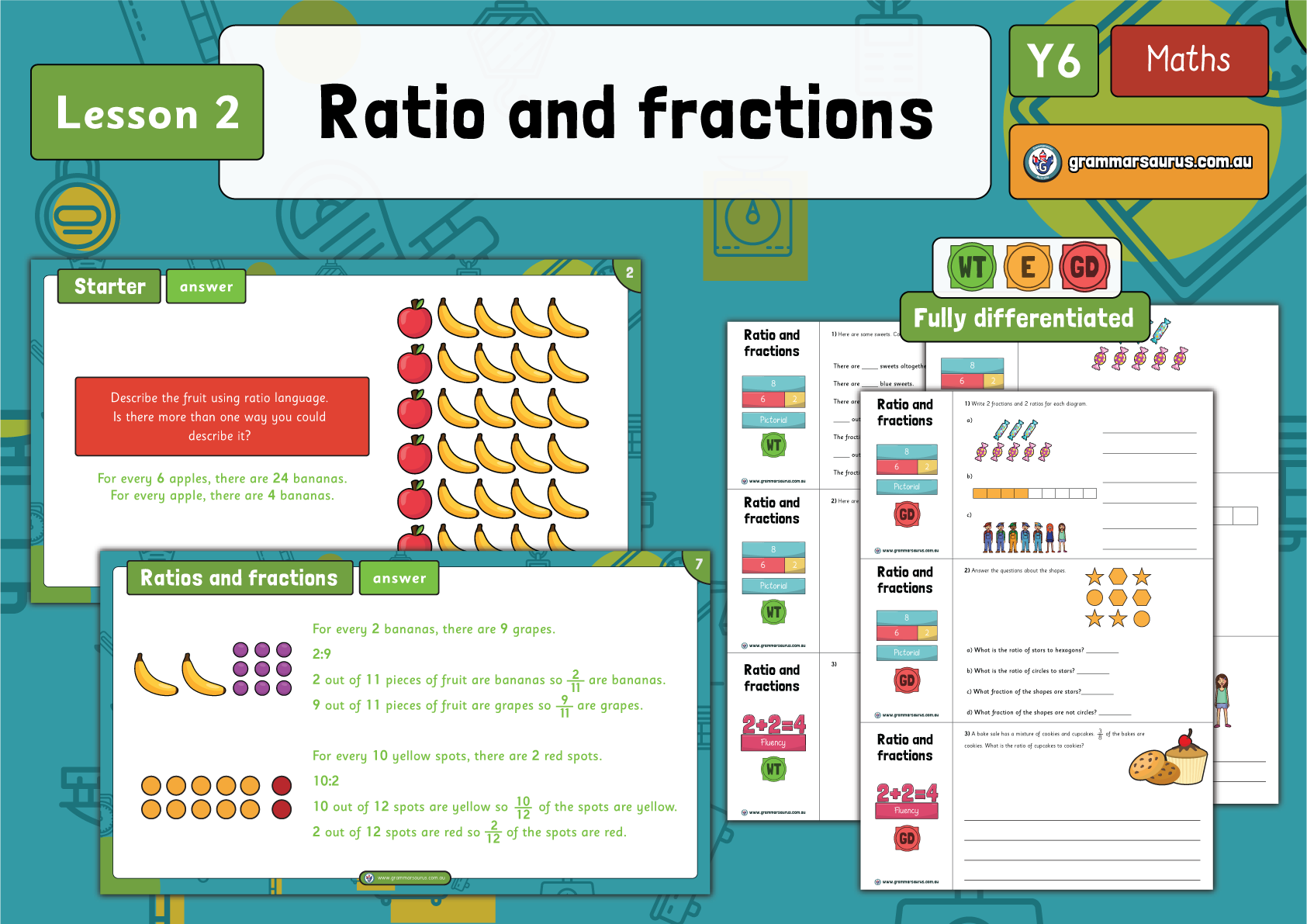 Year 6 Ratio – Ratio and fractions – Lesson 2 - Grammarsaurus Australia