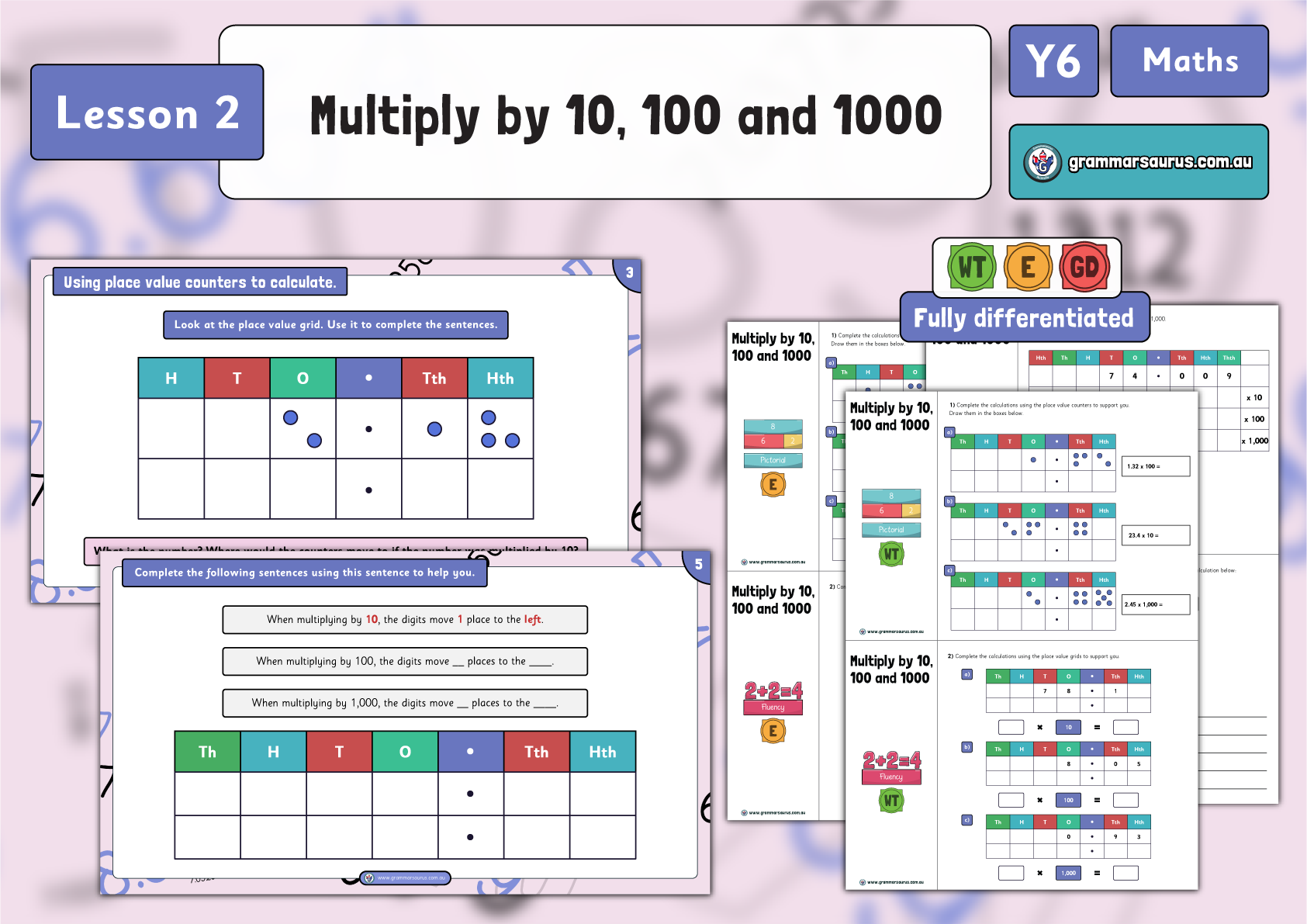 Year 6 Decimals – Multiply by 10, 100 & 1000 – Lesson 2 - Grammarsaurus ...