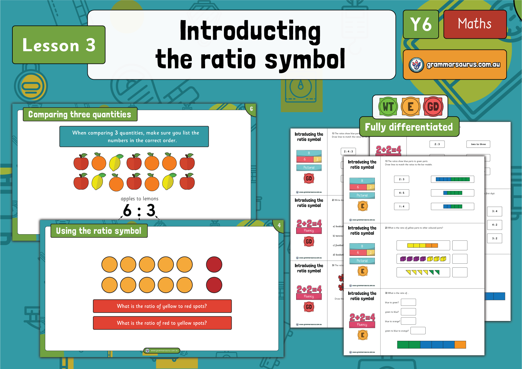 Year 6 Ratio – Introducing the ratio symbol – Lesson 3 - Grammarsaurus ...