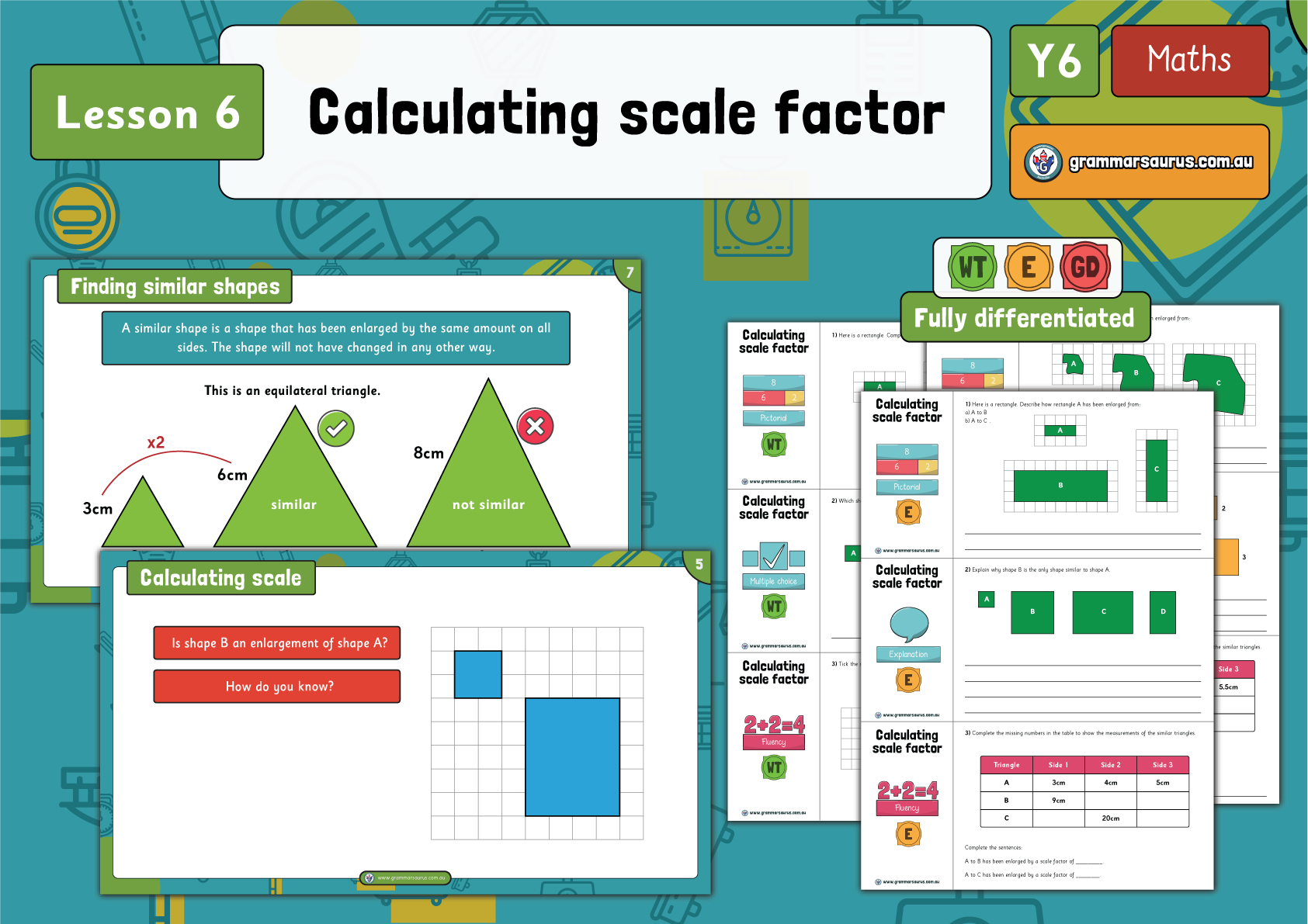 Year 6 Ratio – Calculating Scale Factor – Lesson 6 - Grammarsaurus ...