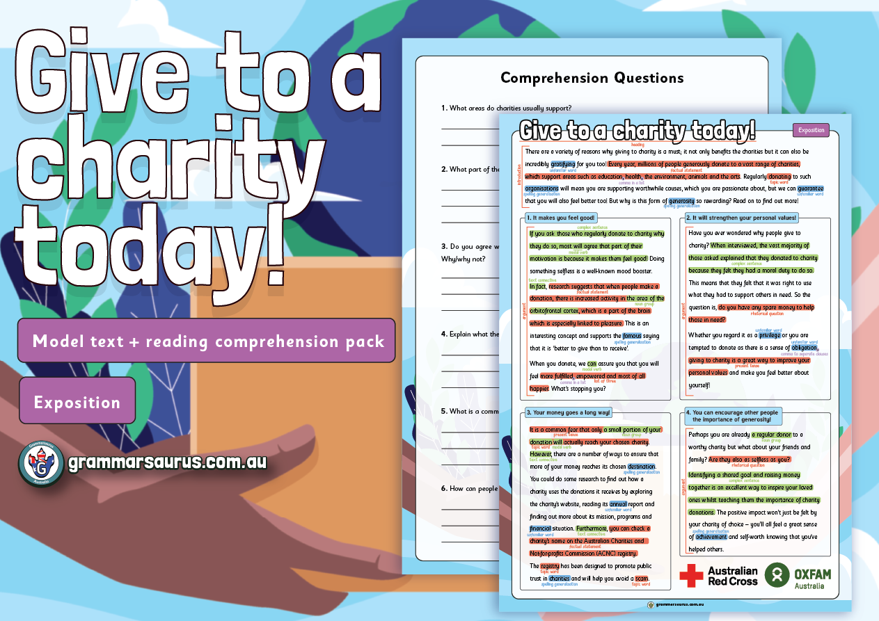 Year 5 Model Text – Persuasive – Give to a charity today ...