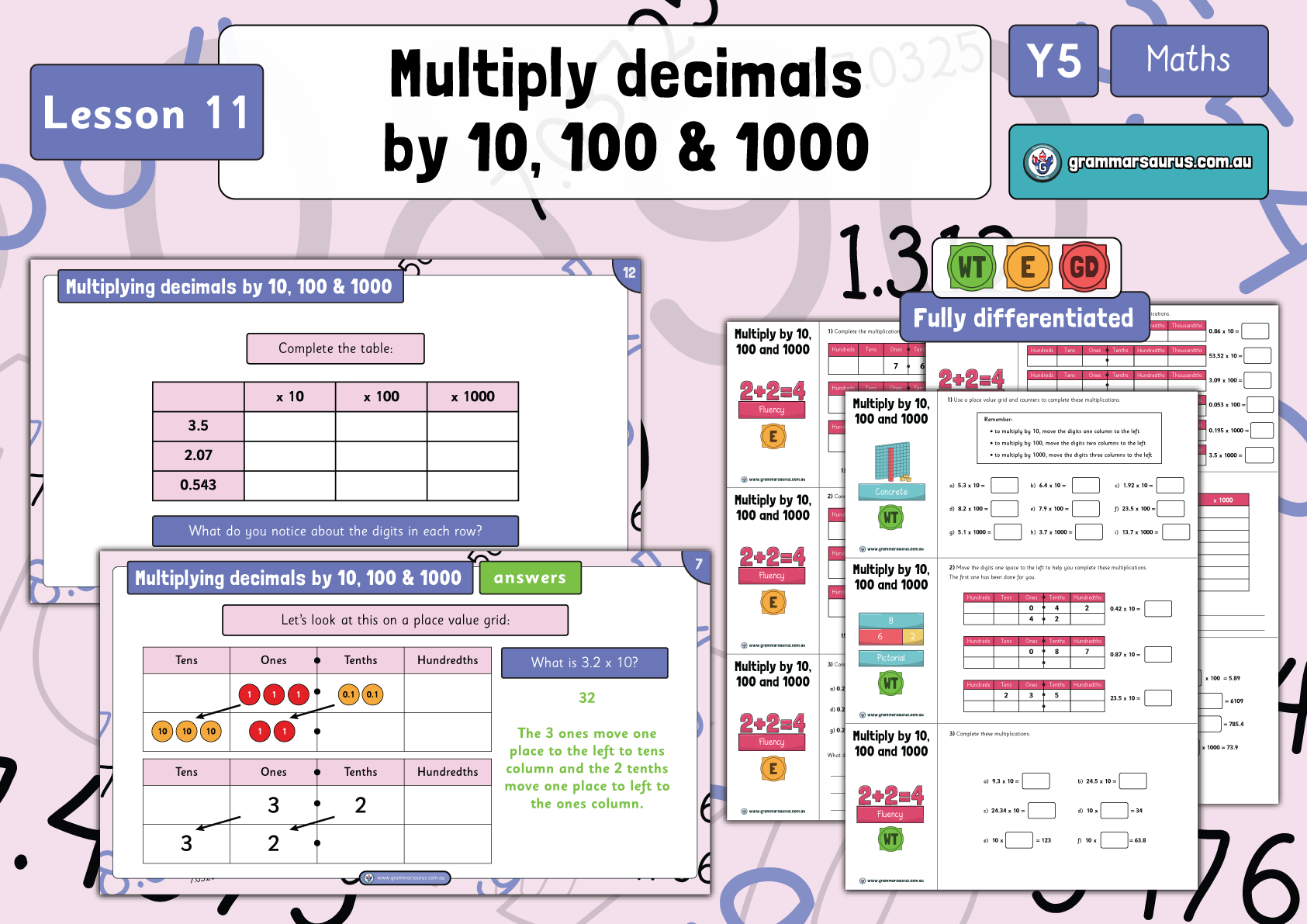 Year 5 Decimals (part 2) – Multiply by 10, 100 and 1000 – Lesson 11 ...