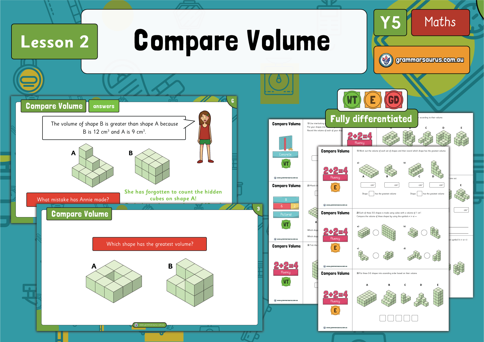 Year 5 Volume – Compare Volume – Lesson 2 - Grammarsaurus Australia
