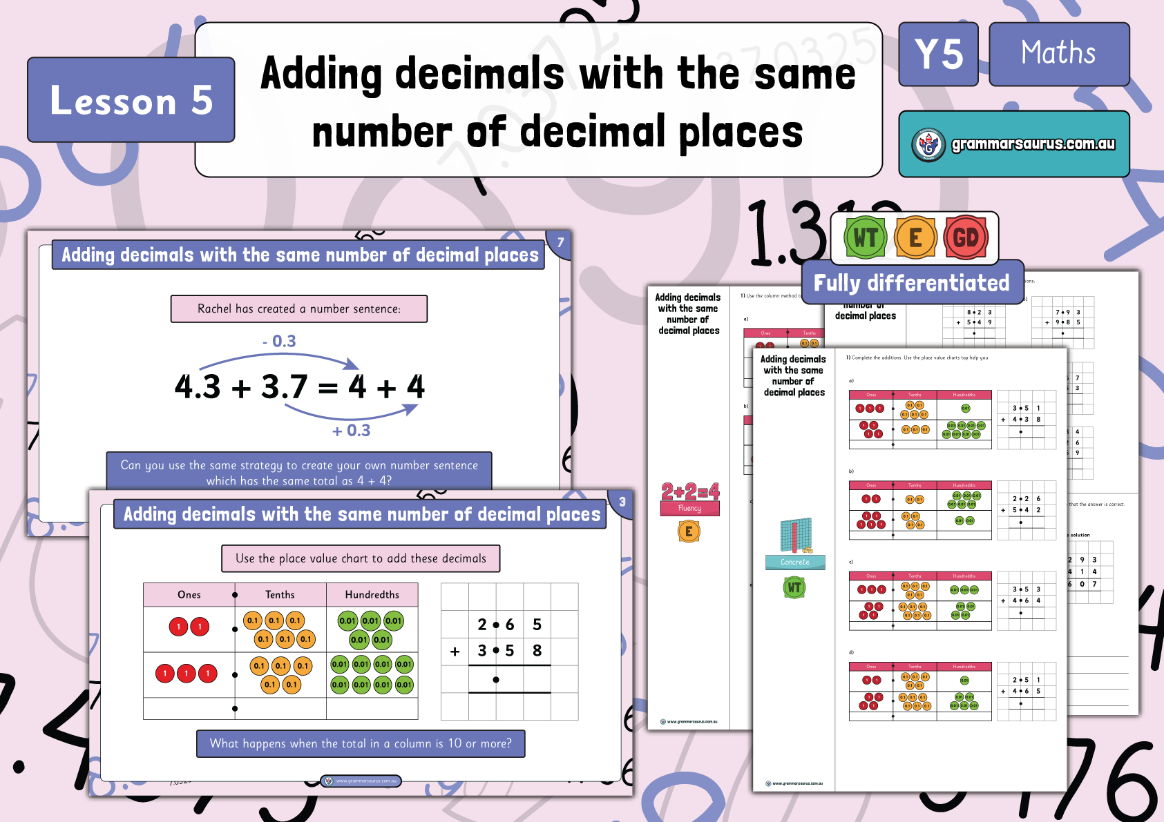 Year 5 Decimals (part 2) – Adding decimals with the same number of ...