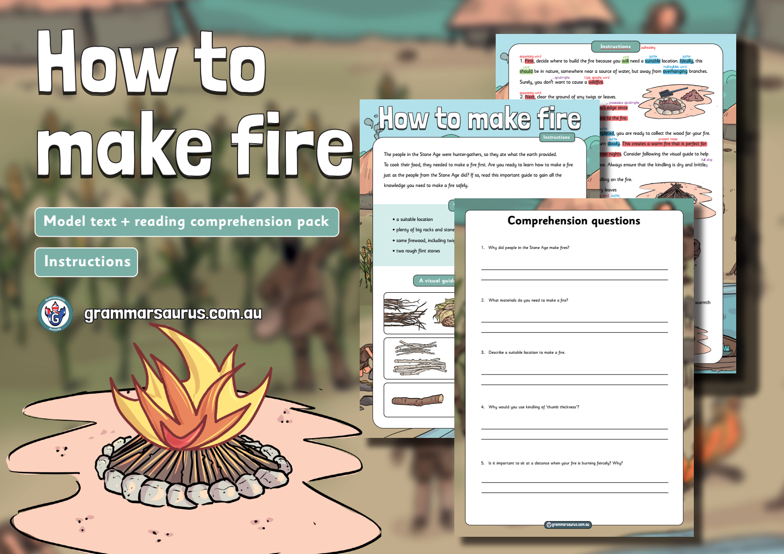 Year 3 Model Text - Instructions - How to make fire - Grammarsaurus ...
