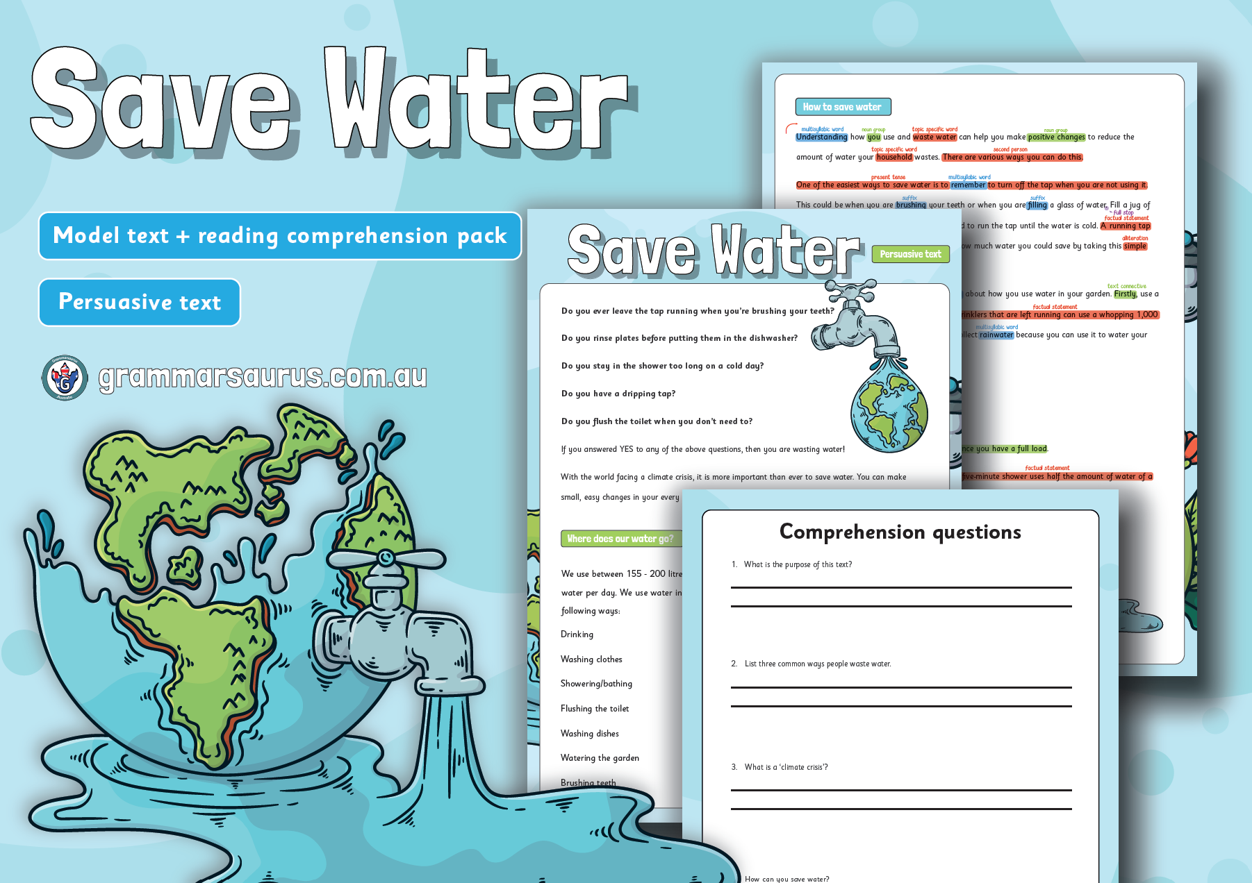 Year 4 Model Text – Persuasive - Save Water - Grammarsaurus Australia