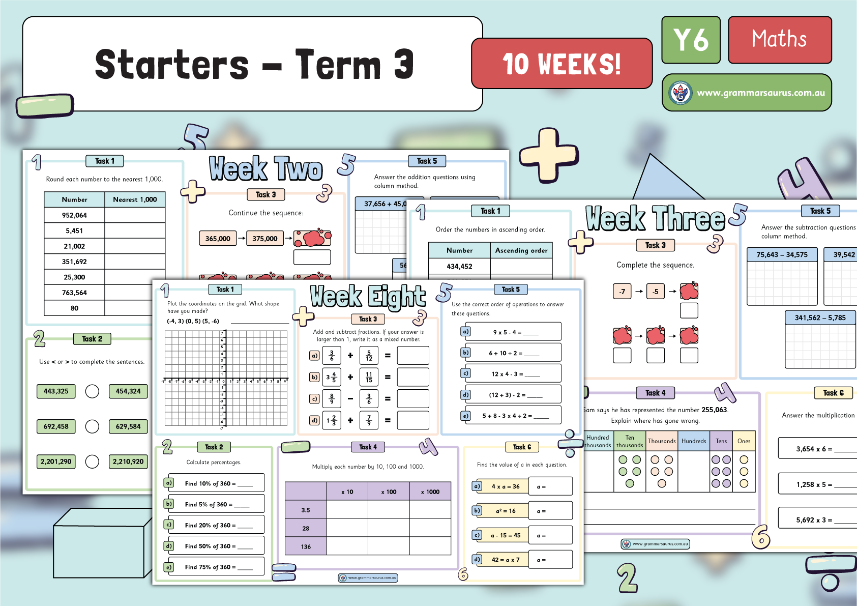 Year 6 Maths - Starters - Term 3 - Grammarsaurus Australia